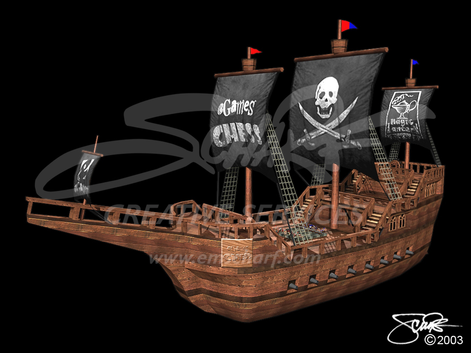 SCS - Portfolio - CGI - 3D Chess - 3D Model Renders - Pirate Ship Set