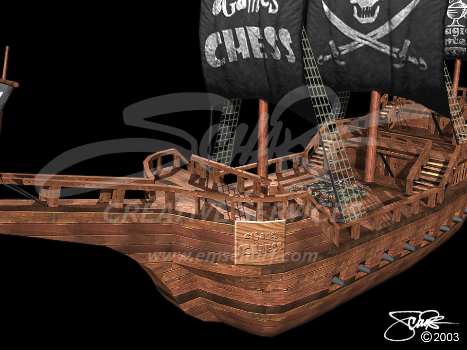 SCS - Portfolio - CGI - 3D Chess - 3D Model Renders - Pirate Ship Set