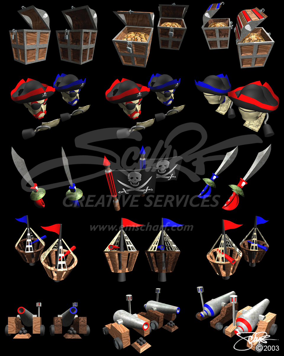 SCS - Portfolio - CGI - 3D Chess - 3D Model Renders - Pirate Ship Set